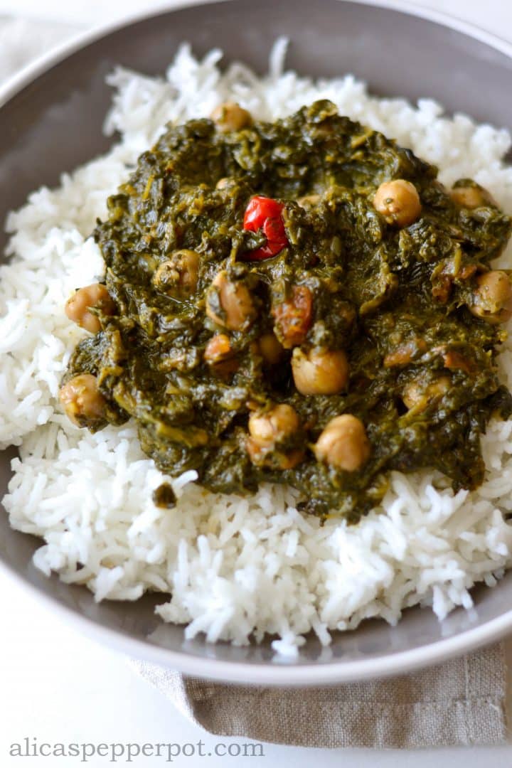 Bhaji with Shrimp (Sauteed Spinach) - Alica's Pepperpot