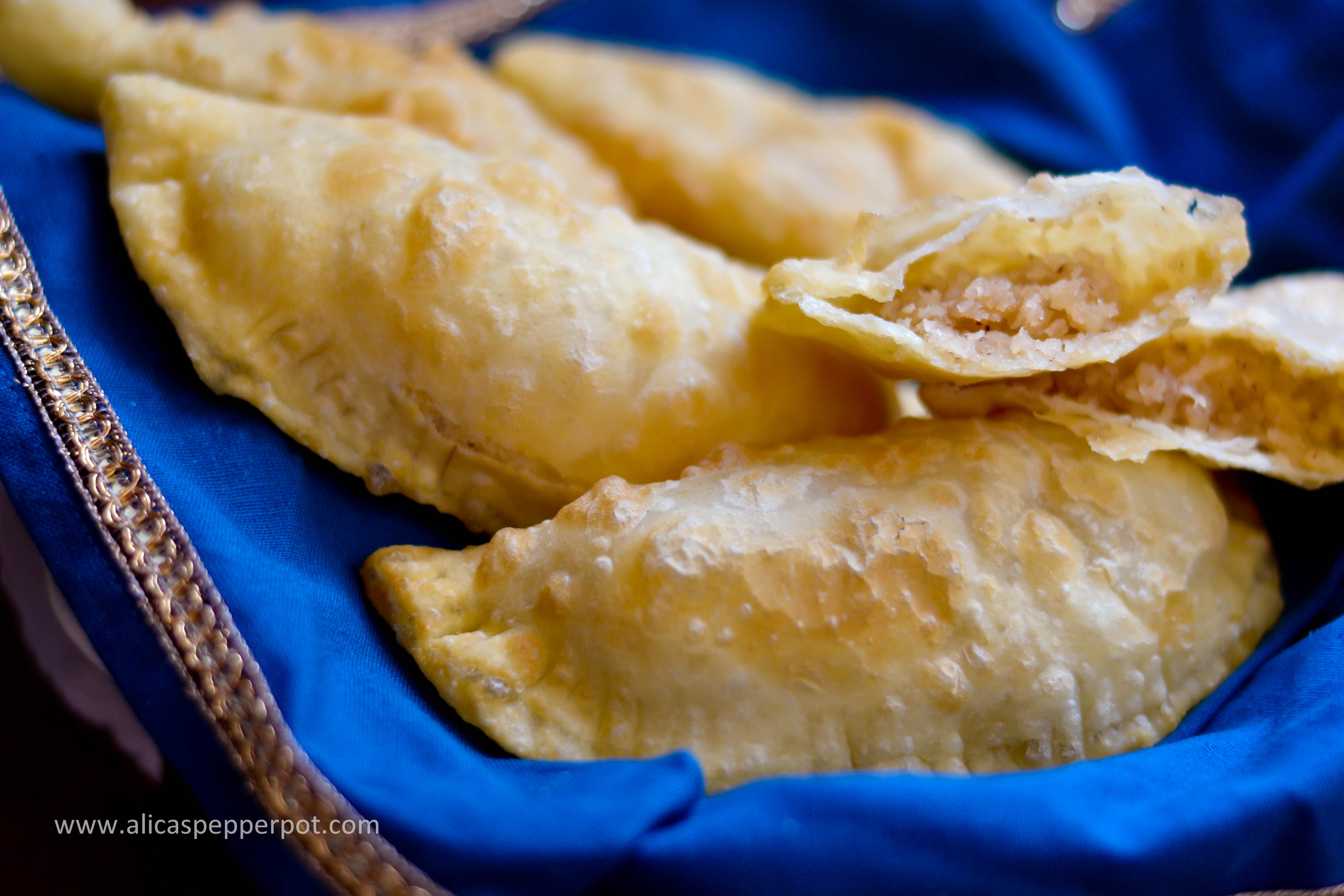 Goja (Gojiya) - Spiced Coconut Turnovers - Alica's Pepperpot