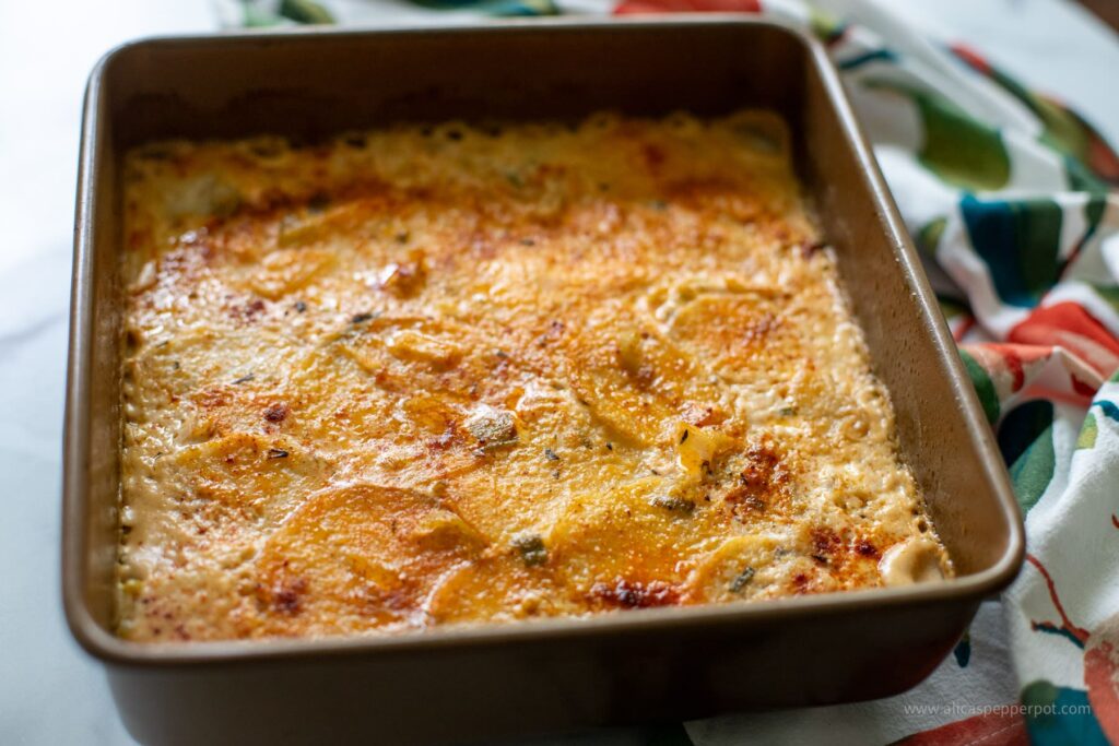 Scalloped-eddoe-baked-metal-pan-angle » Alica's Pepperpot